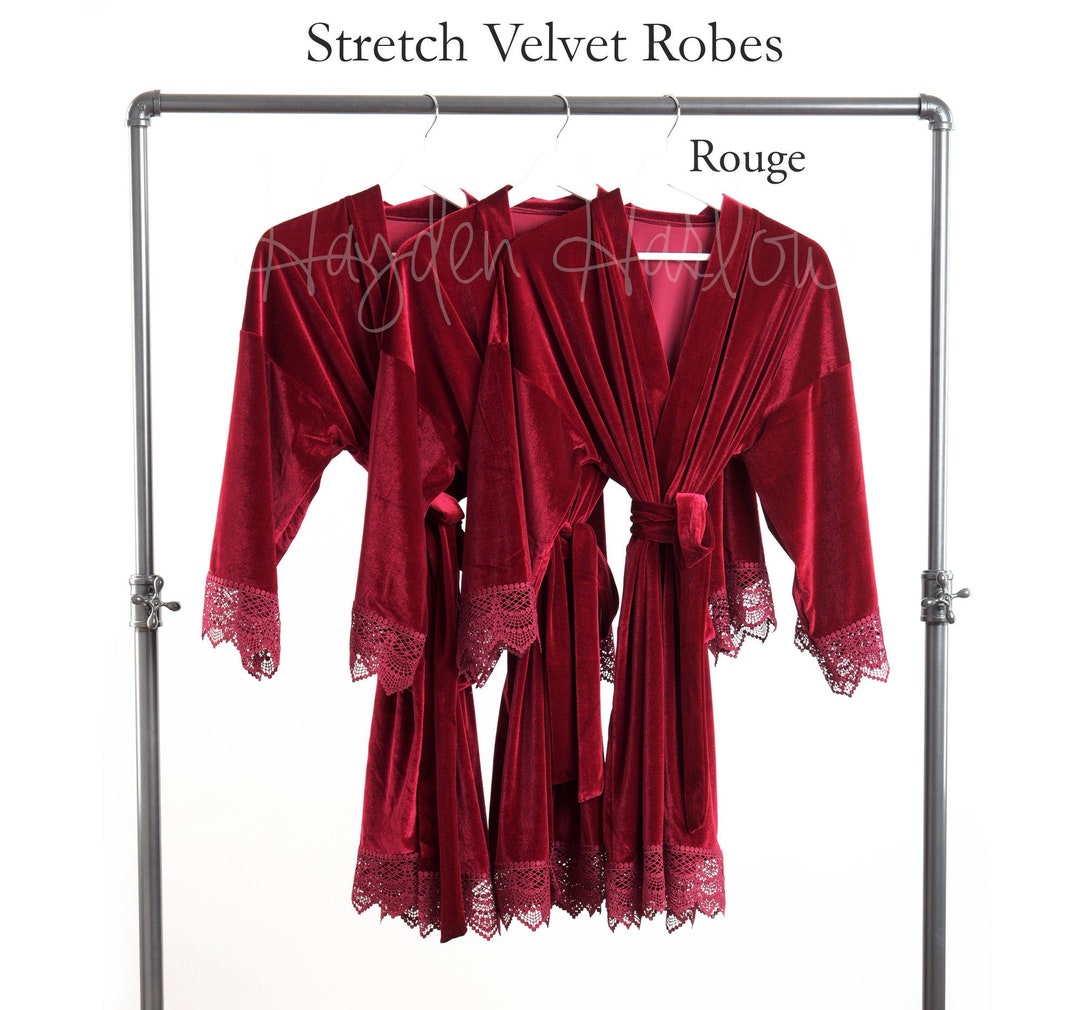 ROUGE Luxurious Stretch Velvet Robe With Lace adult Sizes 0 - Etsy