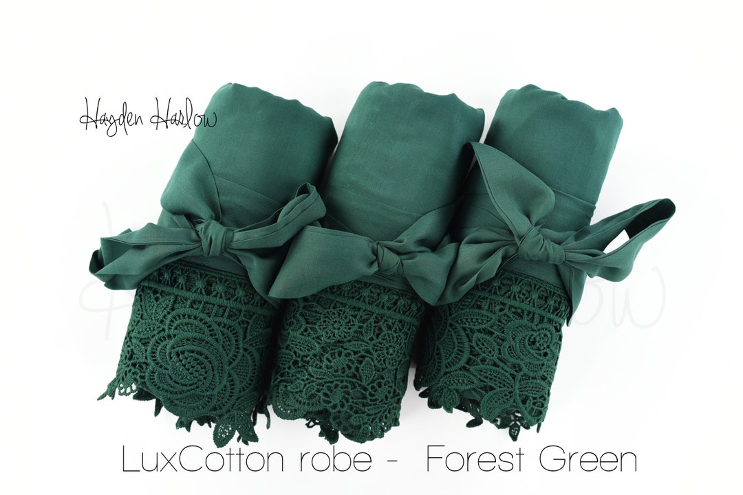 FOREST GREEN Robe Sizes XS Thru 5XL W/matching Lace - Monogrammable ...