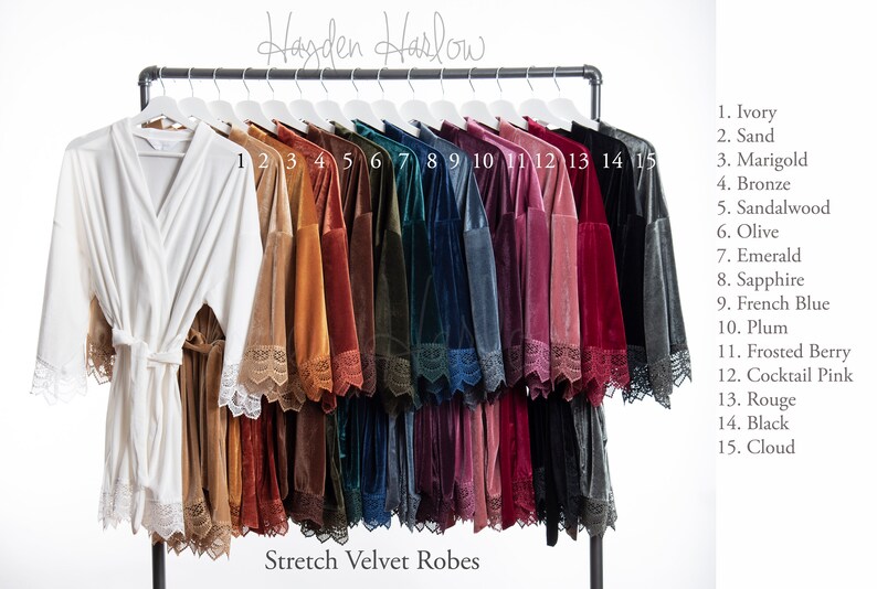 Luxurious Stretch Velvet Robe With Lace Kimono Robes adult - Etsy