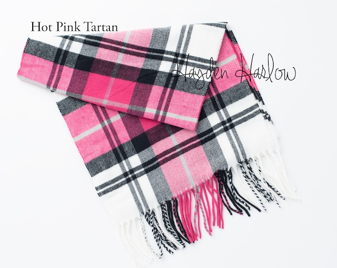 Limited Edition: Hot Pink Tartan Warm Winter Wool Blend Scarf Gift ...