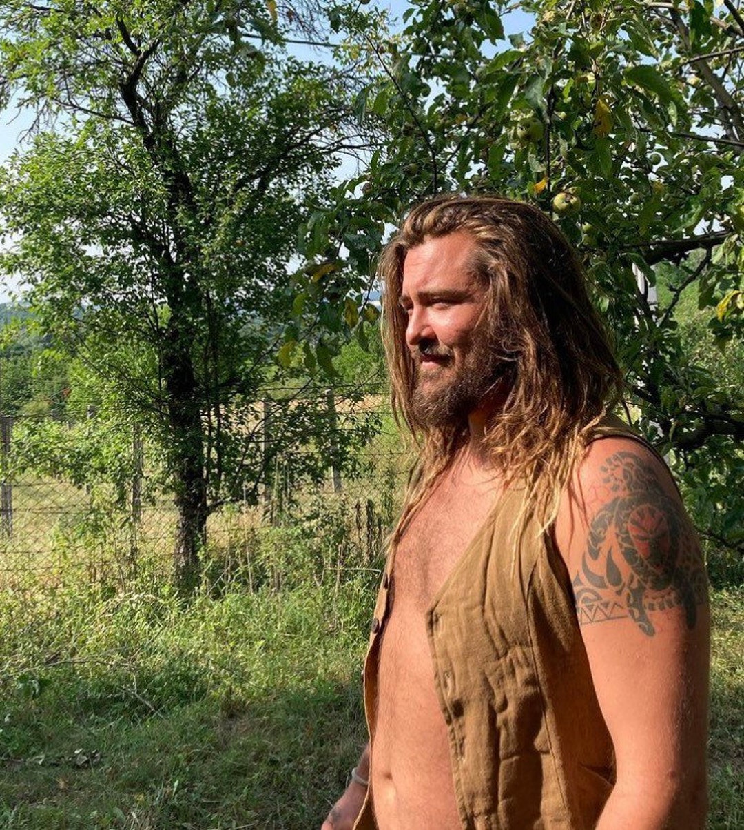 Wild Man Tribal Etno Brown Hemp Vest Landlord Sexy Men Natural - Etsy