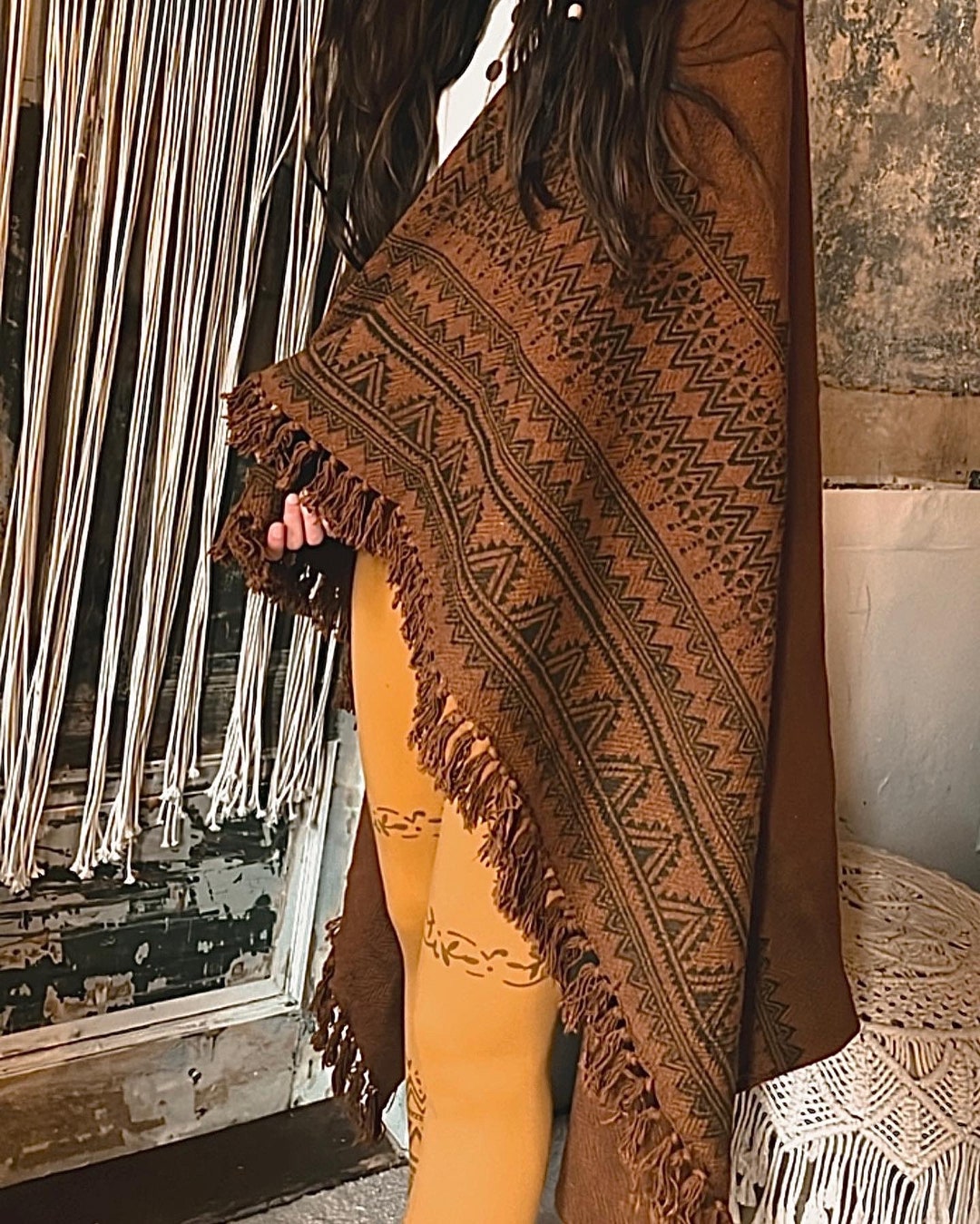 Blanket Tribal Shawl Scarf Block Print Ecofashion Handmade Primitive ...