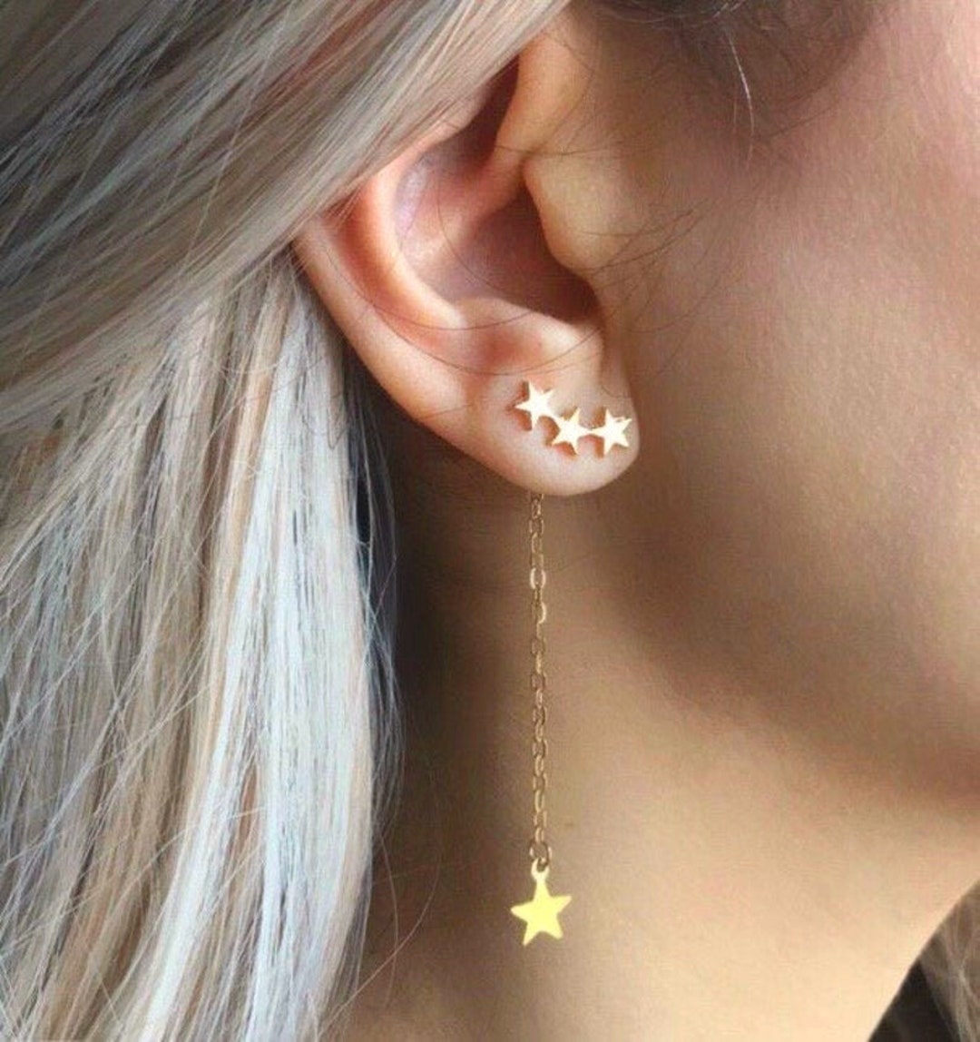 Star Dangle Earrings / Star Earrings / Gold Dangle Stars / Multi Star ...