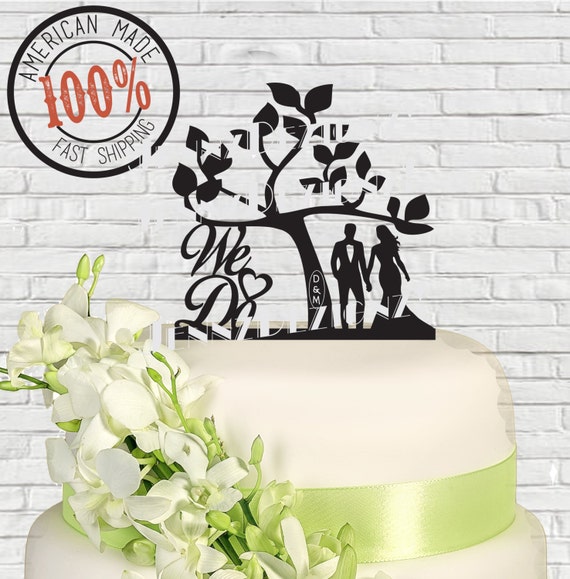 Anniversary Silhouette Couple We Still Do Heart With Tree Cake Topper ...