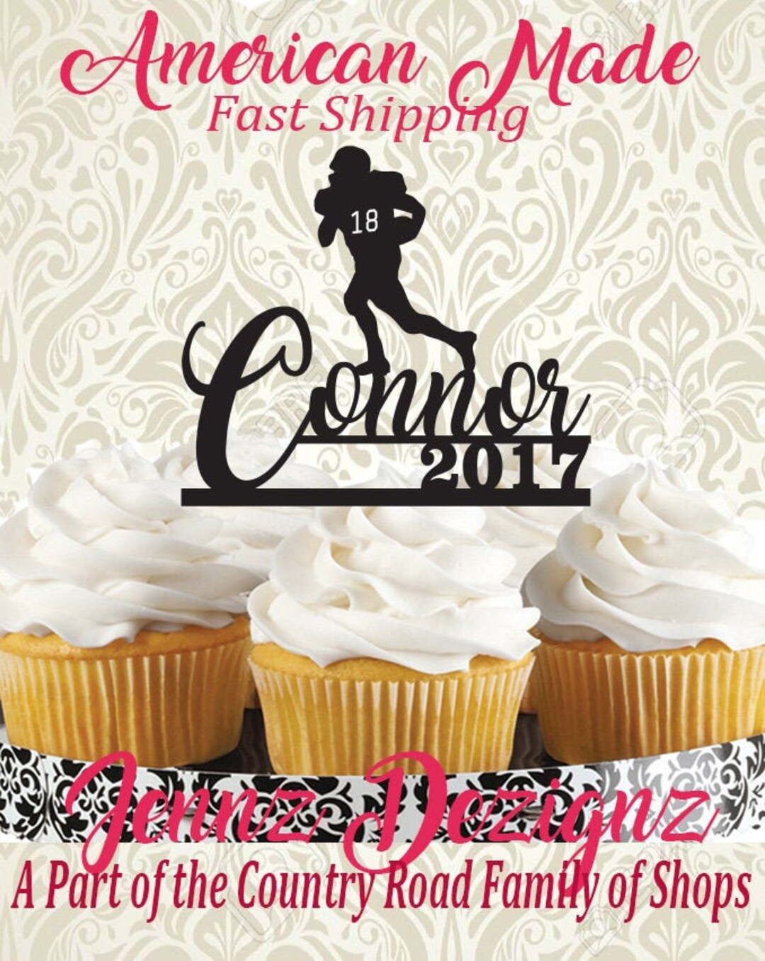 Personalized Graduation Football Player Cake Topper - Etsy