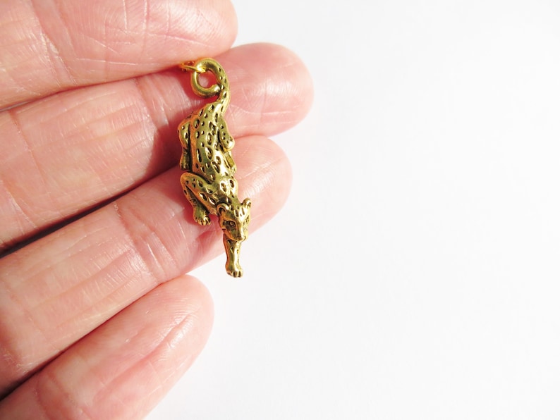 Gold Leopard Necklace, Panther, Puma, Big Cat Pendant, Jaguar, Gold ...