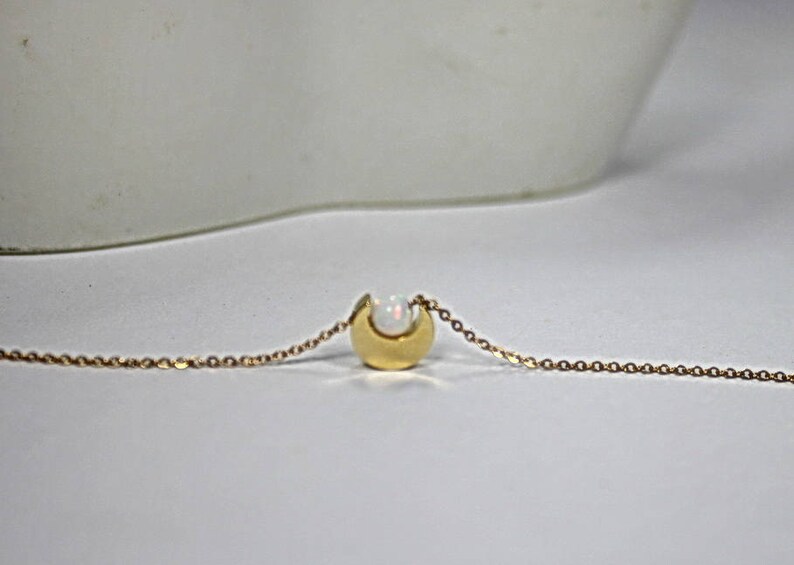 Moon Opal Necklace. Blue Opal Jewelry. White Opal Moon ,gift 4 Her, I ...