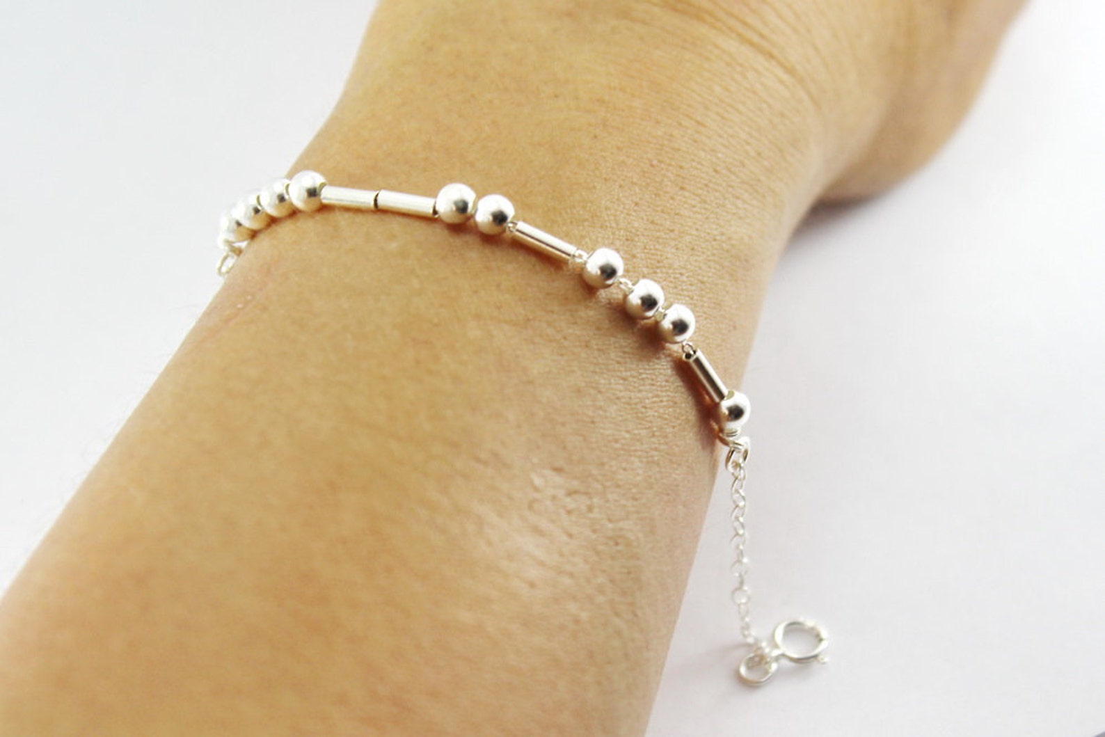 Sterling Silver Morse Code Bracelet lovesoslet It - Etsy