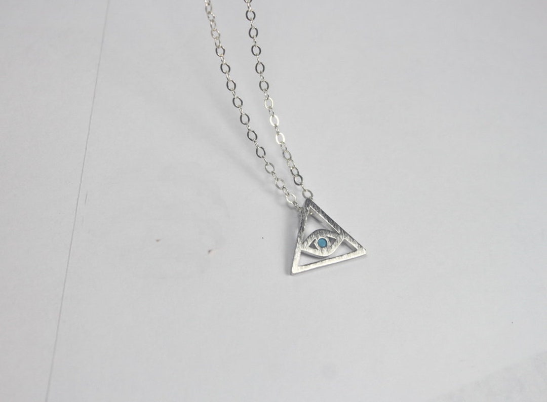 Triangle Evil Eye Necklace. Greek Eye Necklace Geometric Triangle ...