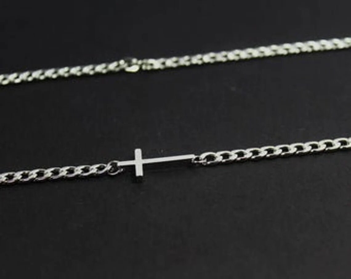 Horizontal Cross Necklace . Silver Cross Jewelry-faith - Etsy
