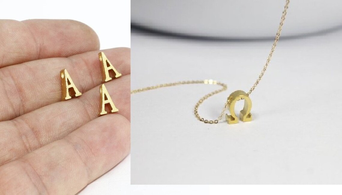 Greek Alpha Letter Jewelry Greek Initial Alpha Necklace Gold - Etsy