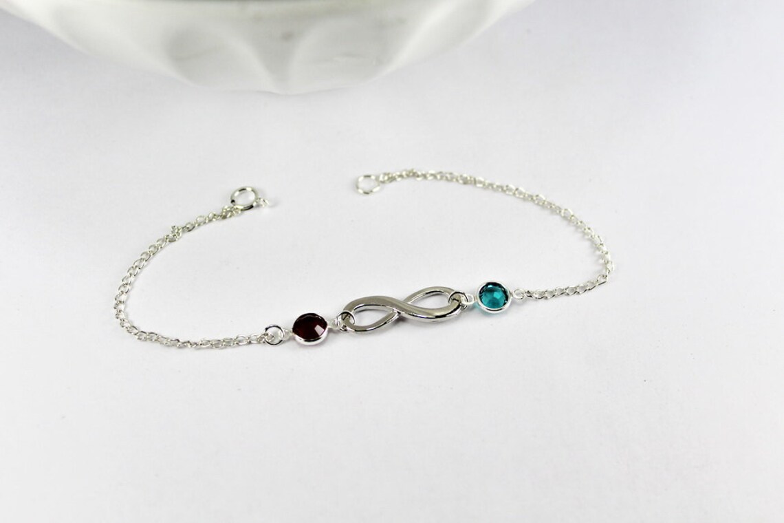 Two Birthstone Infinity Bracelet - Infinity Bracelet -stackable ...