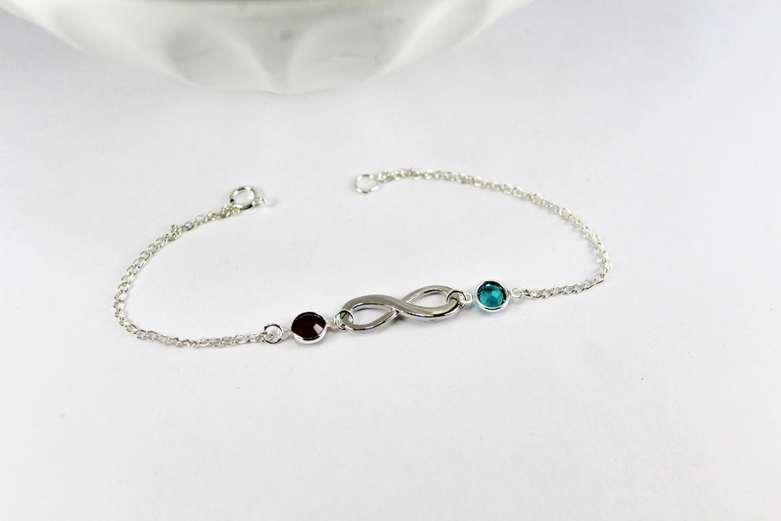 Two Birthstone Infinity Bracelet - Infinity Bracelet -stackable ...