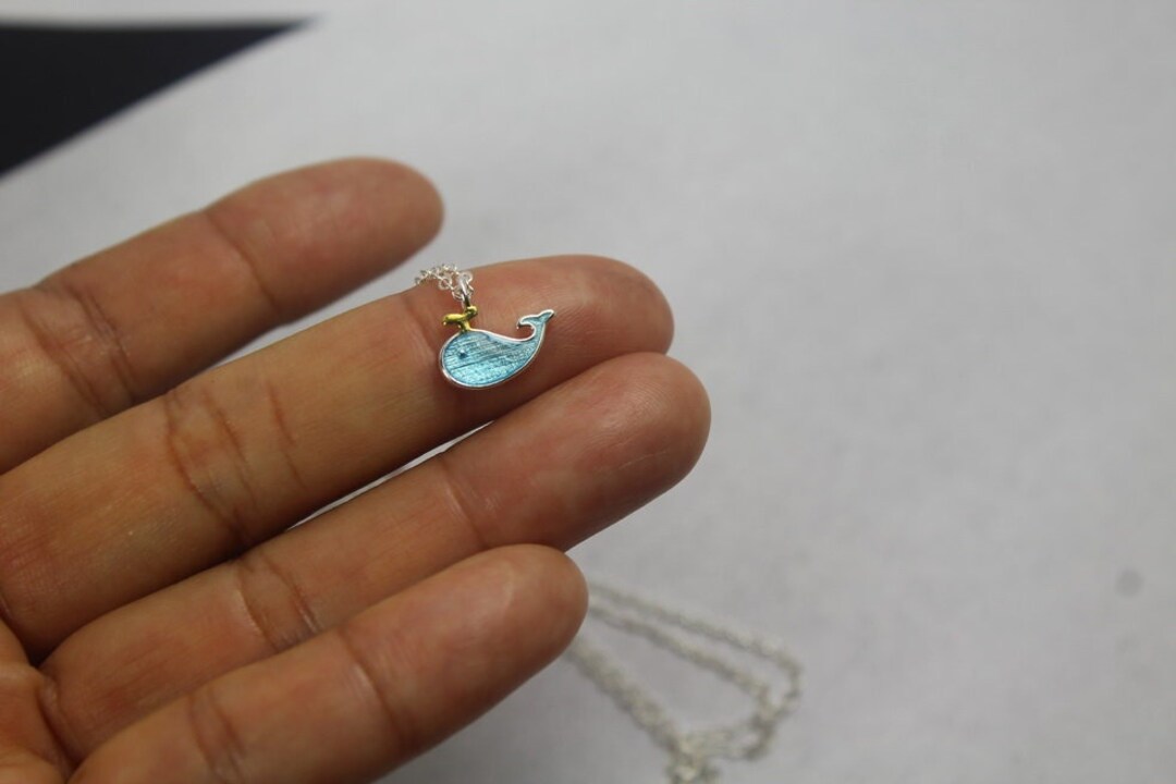 Blue Whale Necklace, Enamel Whale Charm. , Ocean Jewelry, Nautical ...