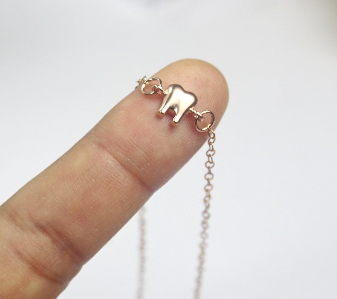 Rose Gold Tooth Necklace . Silver Tooth Bracelet, Minimalist Jewelry ...