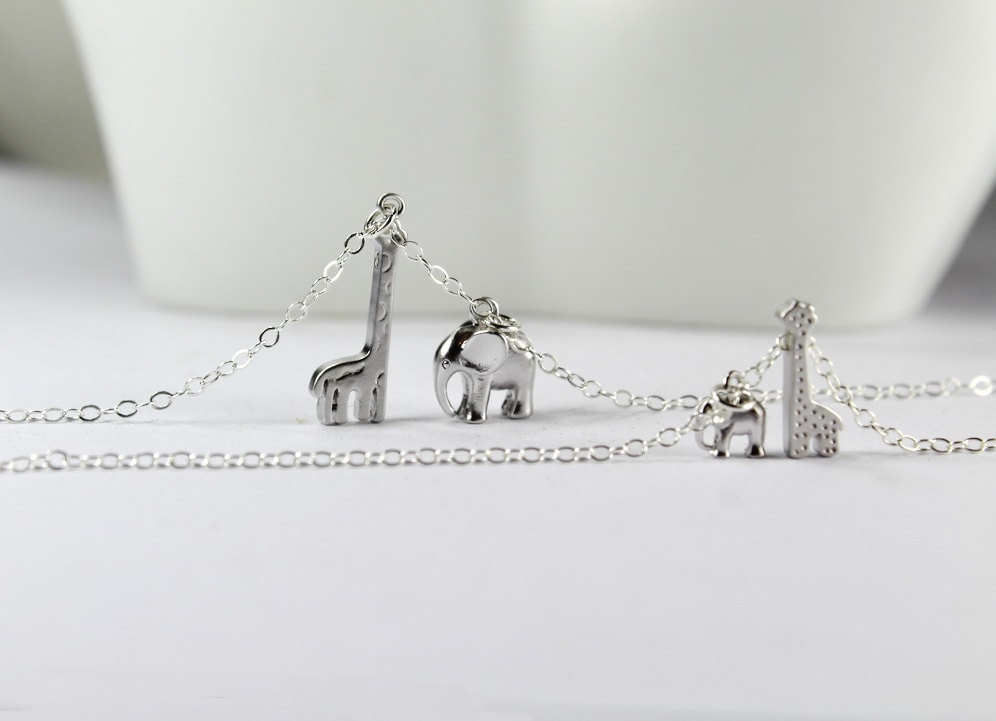 Matching Silver Jewelry.Big Elephant Giraffe NecklaceBabe | Etsy