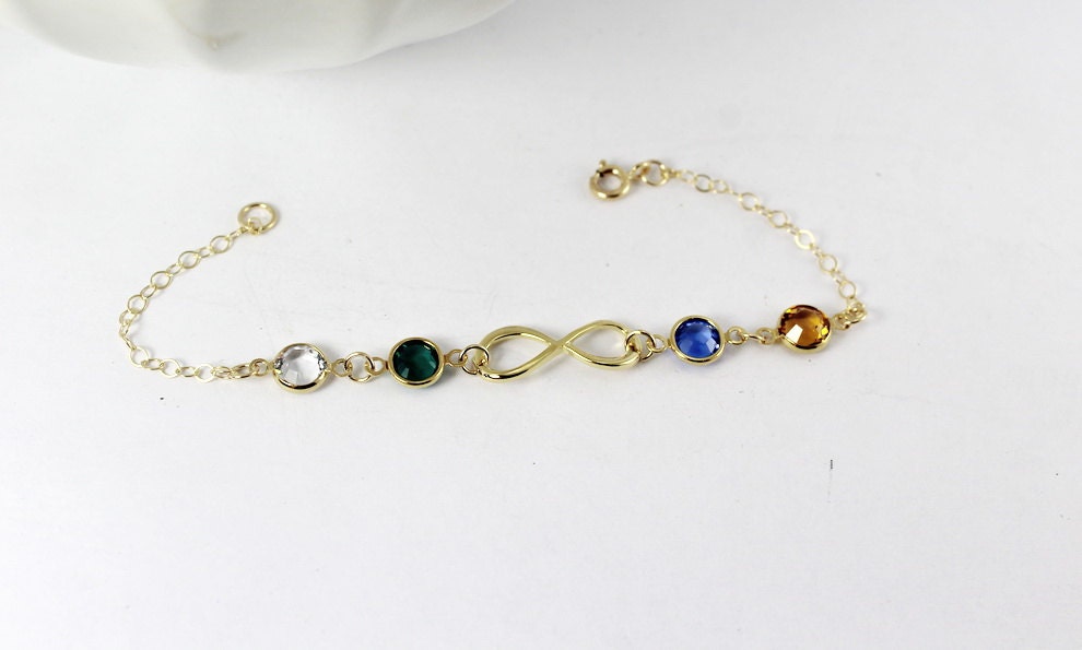 Infinity Birthstone Bracelet Personalized Gold Birthstone | Etsy