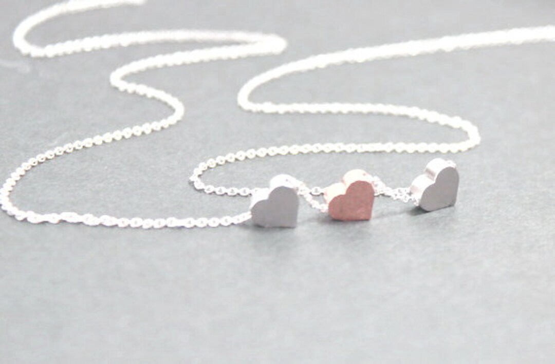 Three Hearts Necklace.three Initial Heart Jewelry,etsy. Rose Heart ...