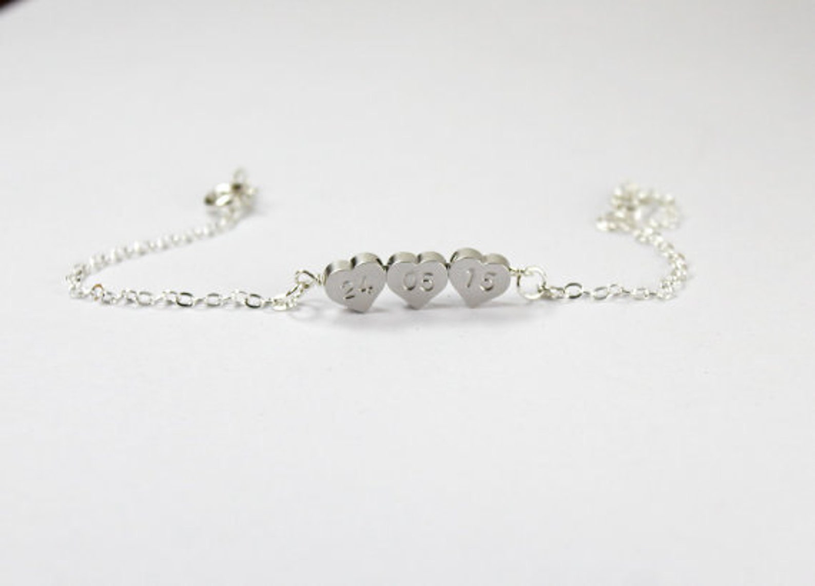 Three Heart Bracelet.3 Initial Heart Bracelet Three Sisters - Etsy