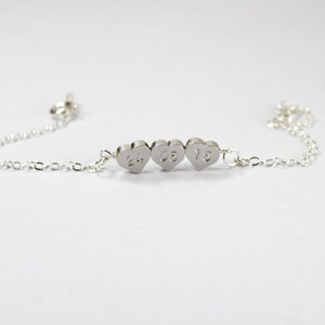 Three Heart Bracelet.3 Initial Heart Bracelet, Three Sisters Bracelet ...