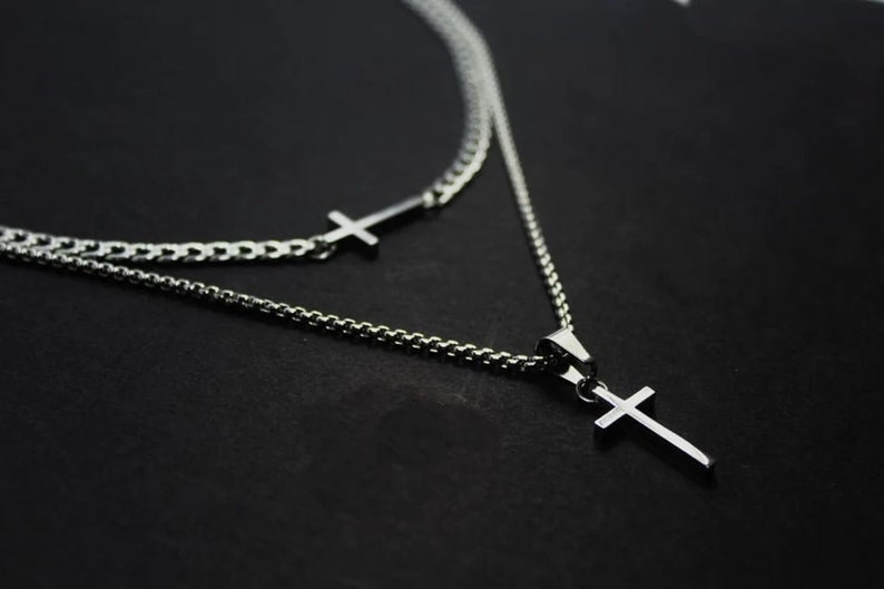 Horizontal Cross Necklace . Silver Cross Jewelry-faith - Etsy