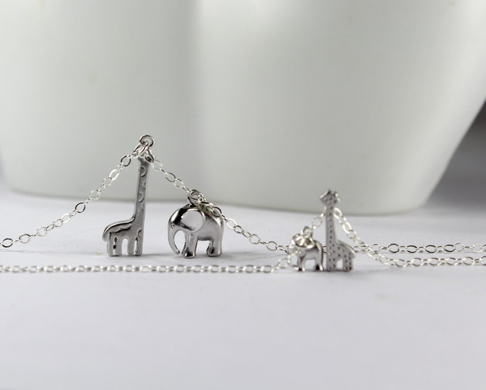 Matching Silver Jewelry.big Elephant Giraffe Necklacebabe - Etsy