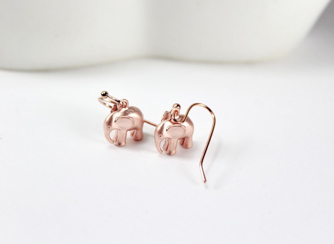 Rose Gold Elephant Earrings - Lucky Elephant Earrings, Lucky Elephant ...