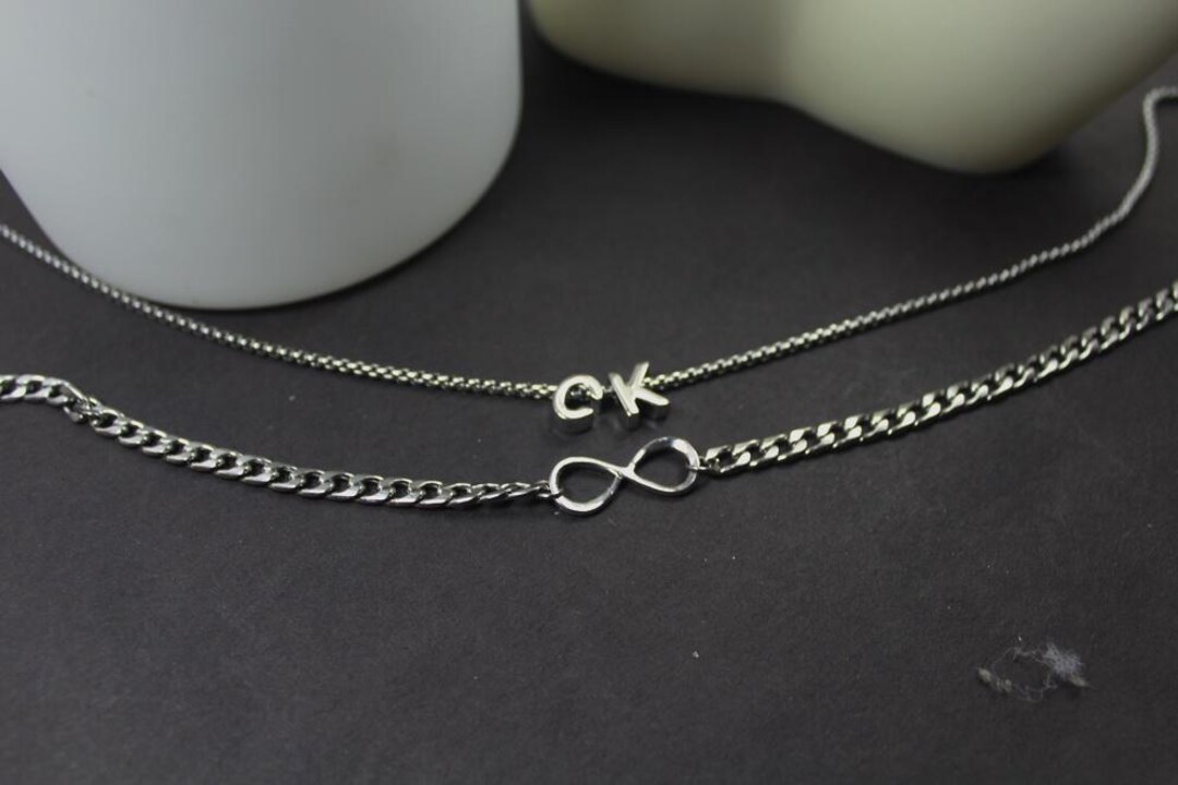 Two Layer Necklace With Two Initials & Infinity Charm – Personalized ...