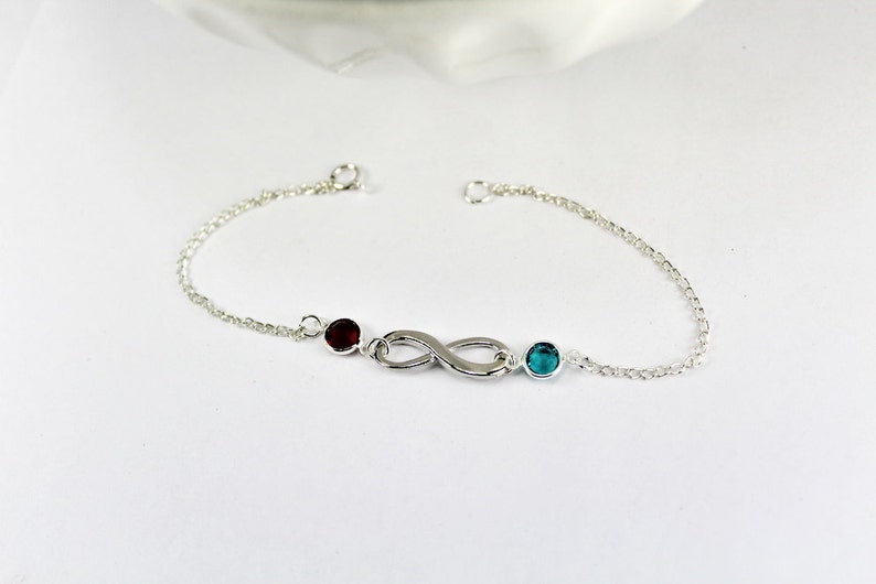 Two Birthstone Infinity Bracelet - Infinity Bracelet -stackable ...