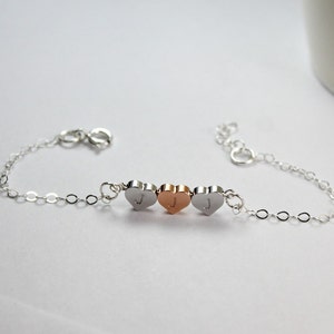 Three Heart Bracelet.three Hearts Jewelry,three Bridemaids , Three ...