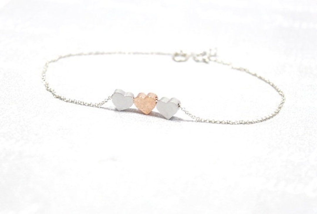 Three Heart Bracelet.3 Initial Heart Bracelet, Three Sisters Bracelet ...