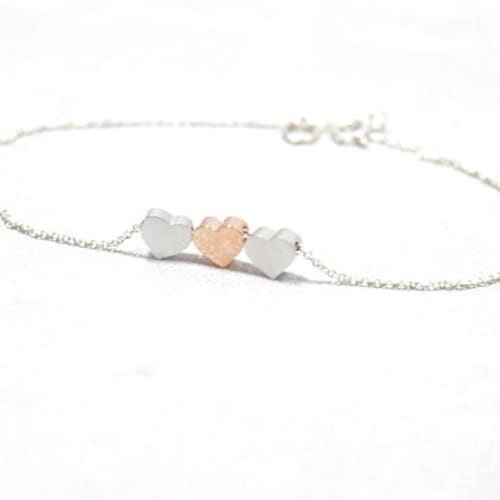 Three Heart Bracelet.3 Initial Heart Bracelet Three Sisters - Etsy