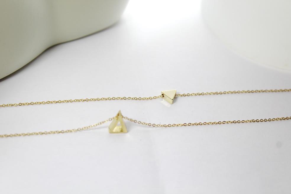 Triangle Necklace, 2 Strands Triangle Jewelry Gift. Chevron Necklace X ...