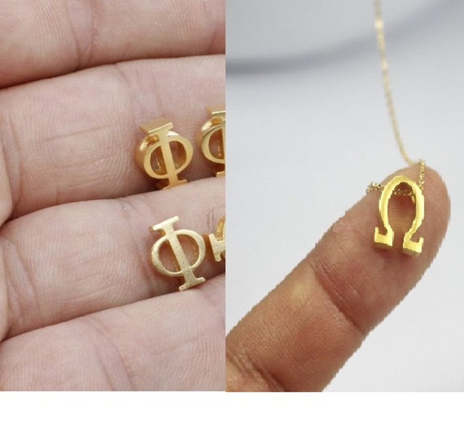 Phi Letter necklace Greek Letters Gold Phi Jewelry Greek | Etsy