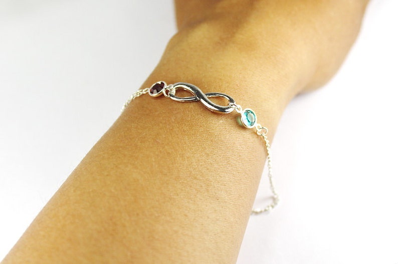 Two Birthstone Infinity Bracelet - Infinity Bracelet -stackable ...