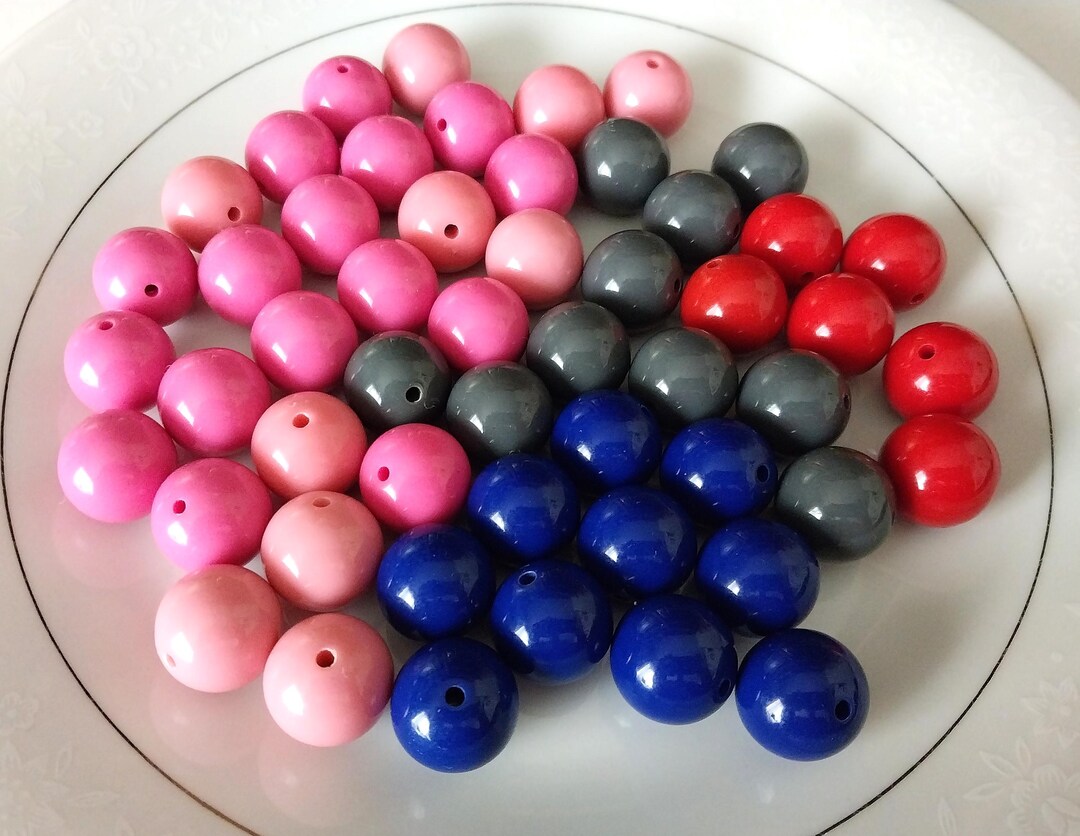 Bubblegum Beads 20mm Acrylic, Chunky Beads, Assorted Colors, Beading ...