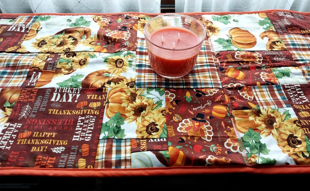Table Runner Buffet Cover Table Decor ~ 'happy Turkey Day' Theme 52.5 ...