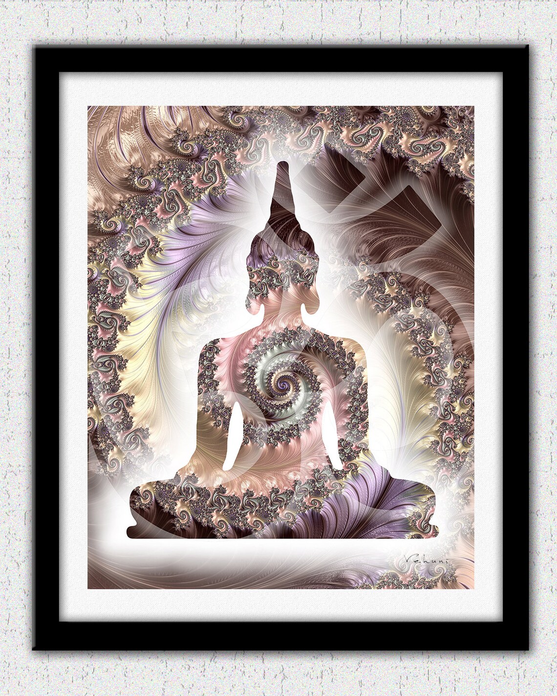 Buddha Print, Soft Colors, Pastel Color Buddha Art, Fractal Wall Art ...