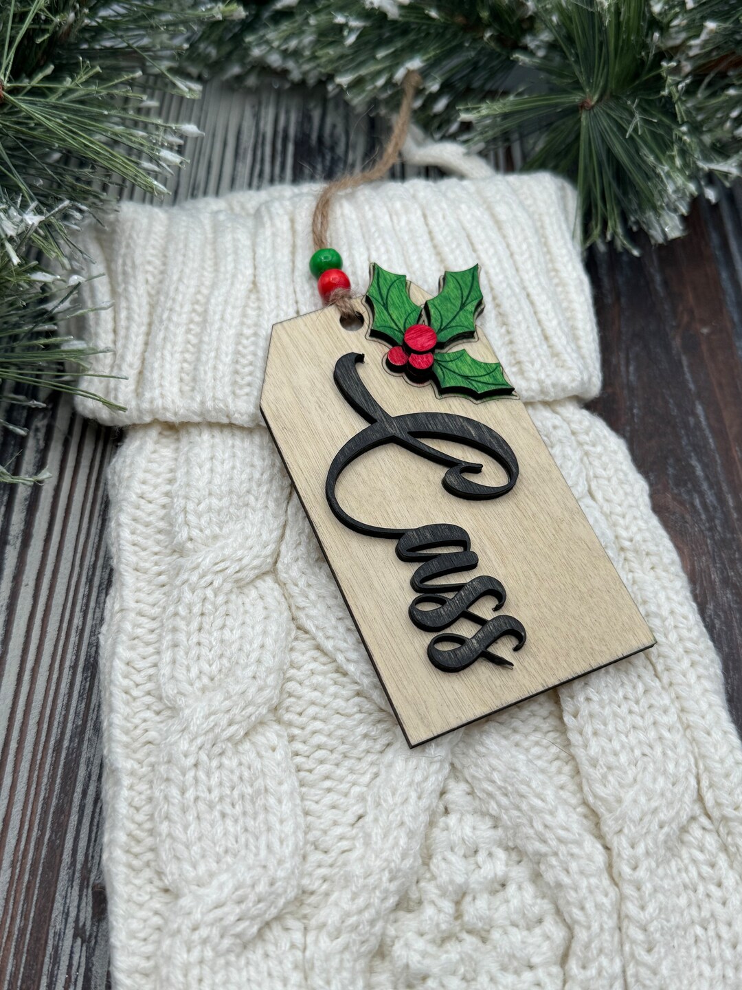 Personalized Handcrafted Wooden Stocking Tags / Custom Name - Etsy
