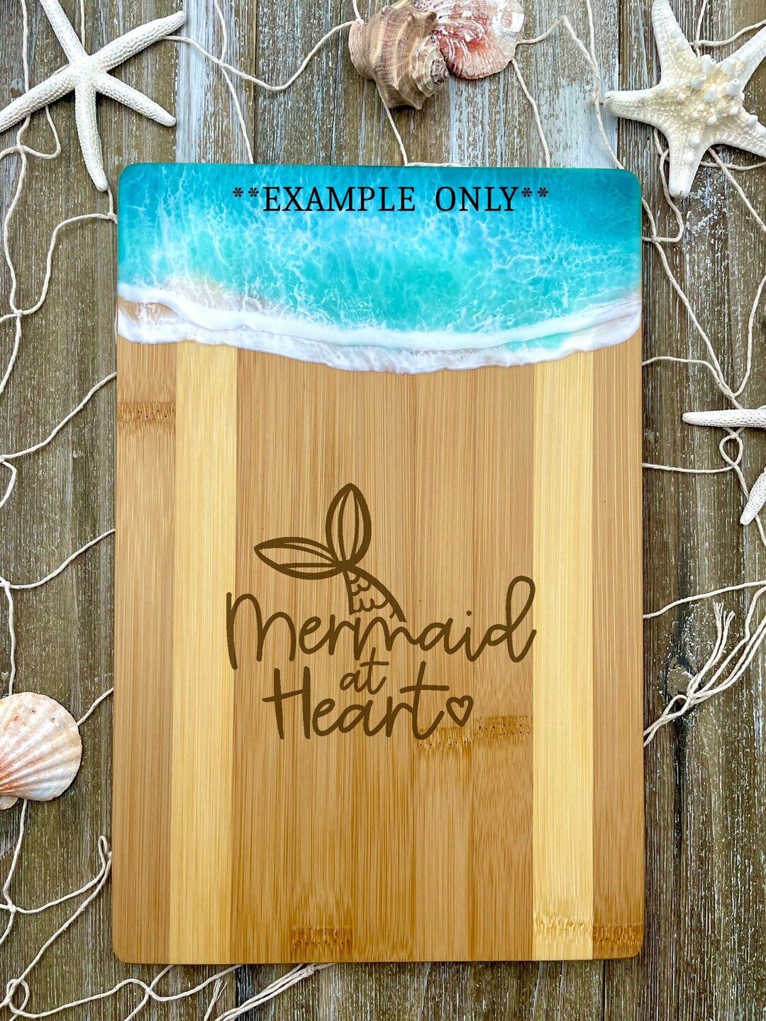 ADD-ON Engraving on Beach Wave Cutting Board / Mermaid at Heart ...