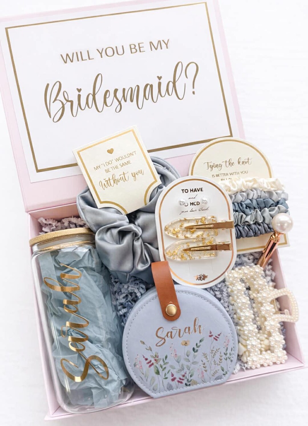 Personalized Bridesmaid Proposal Box With Pearl Earrings Jewelry Case ...