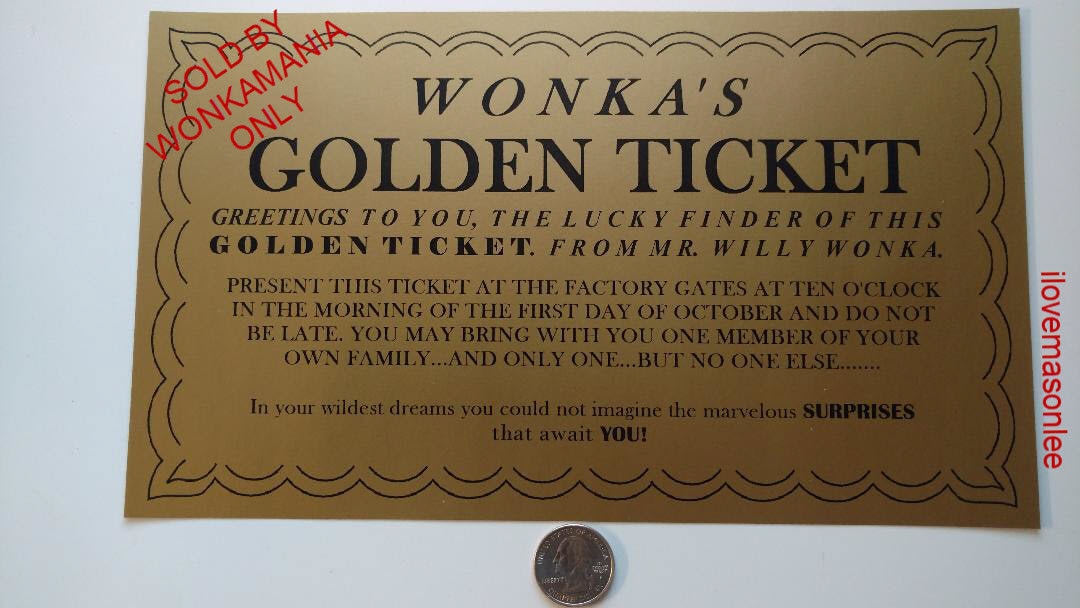 Gigantic Willy Wonka Golden Ticket - 10 3/4 X 6 1/4 - Get Them Now!! - Etsy