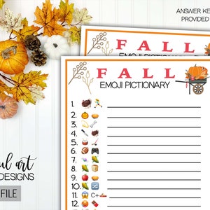 Fall Emoji Pictionary Game, Printable Autumn Games, Fall Activities for ...