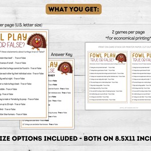 Thanksgiving Trivia Game / Thanksgiving Fowl Play Turkey Game / True or ...