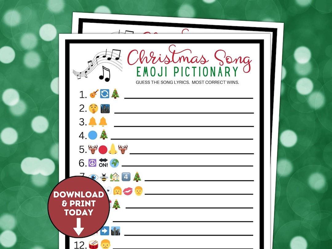 Christmas Song Emoji Pictionary Game / Christmas Party Games / Fun ...