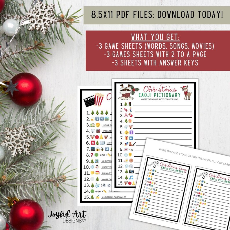 Christmas Emoji Pictionary Game, Christmas Party Games, Fun Christmas ...
