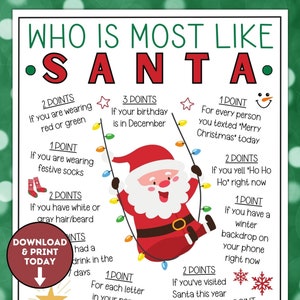 Christmas Icebreaker Game, Who is Most Like Santa, Office Christmas ...