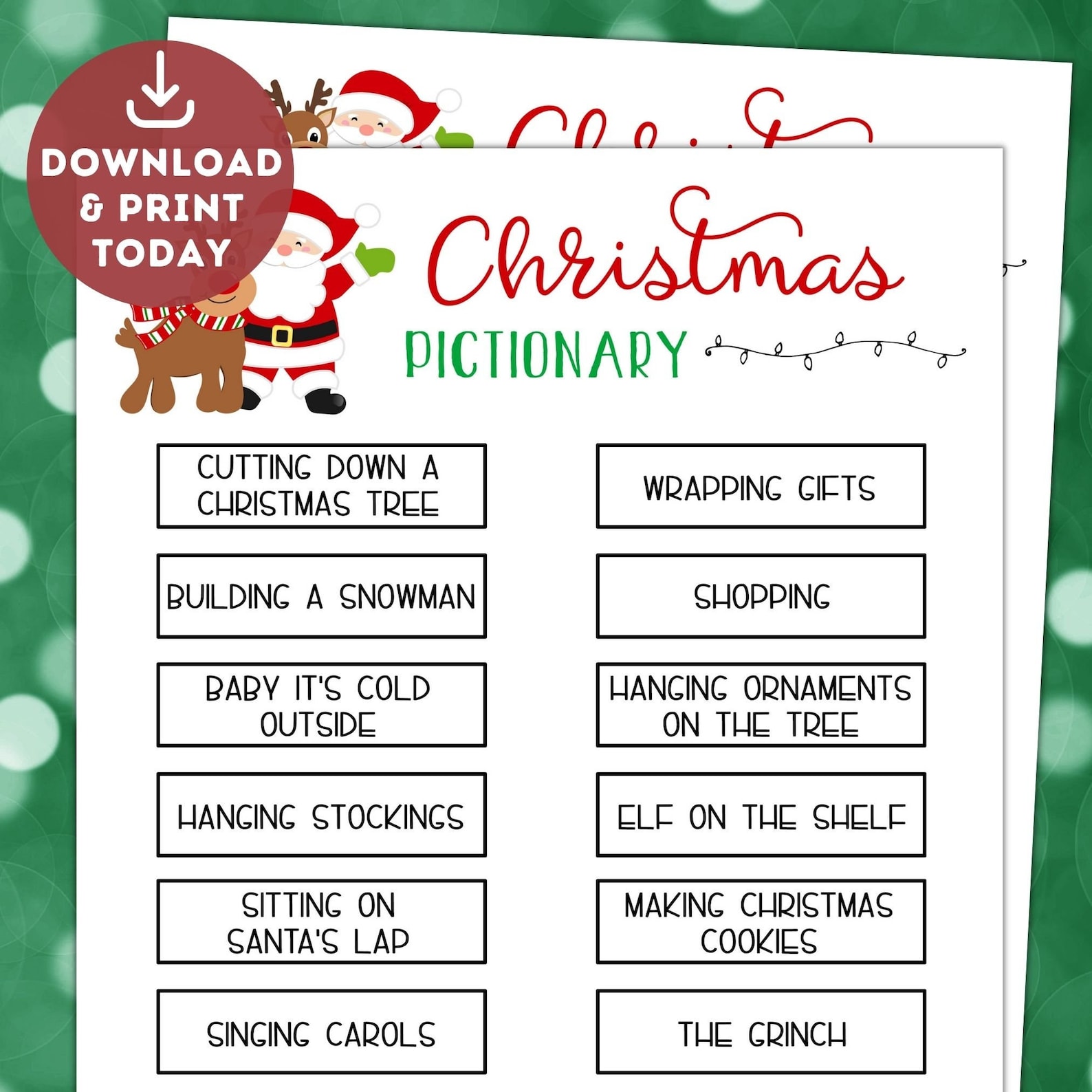 Christmas Pictionary Game / Christmas Party Games / Holiday - Etsy