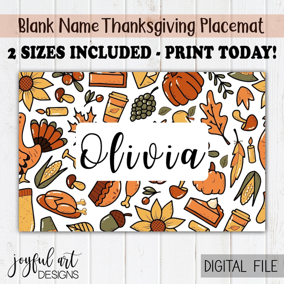 Printable Thanksgiving Placemat, Fall Table Decor, Fall Placemat ...