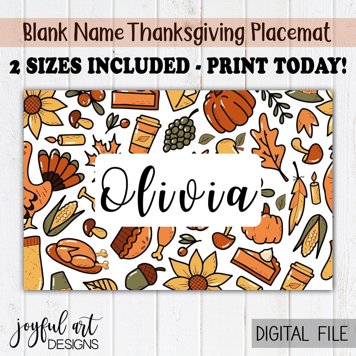 Printable Thanksgiving Placemat Fall Table Decor Fall - Etsy